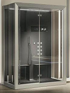 Душевая кабина Jacuzzi FRAME IN2 150x110 SX (черная с турецкой баней ...